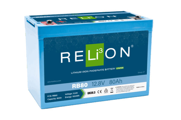 RELiON RB60 Lithium Deep Cycle Battery LiFePO4 - 12.8V, 60Ah, M8 x 1.2 ...